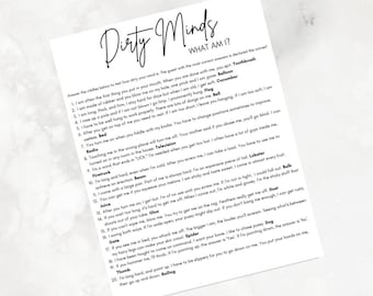 Dirty Minds Game | Dirty Minds Card Printable | Bachelorette Party ...