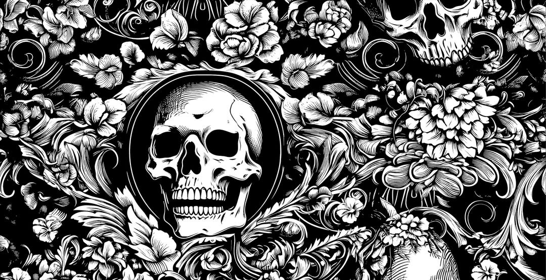 Skull and Filigree Seamless Pattern SVG - Etsy