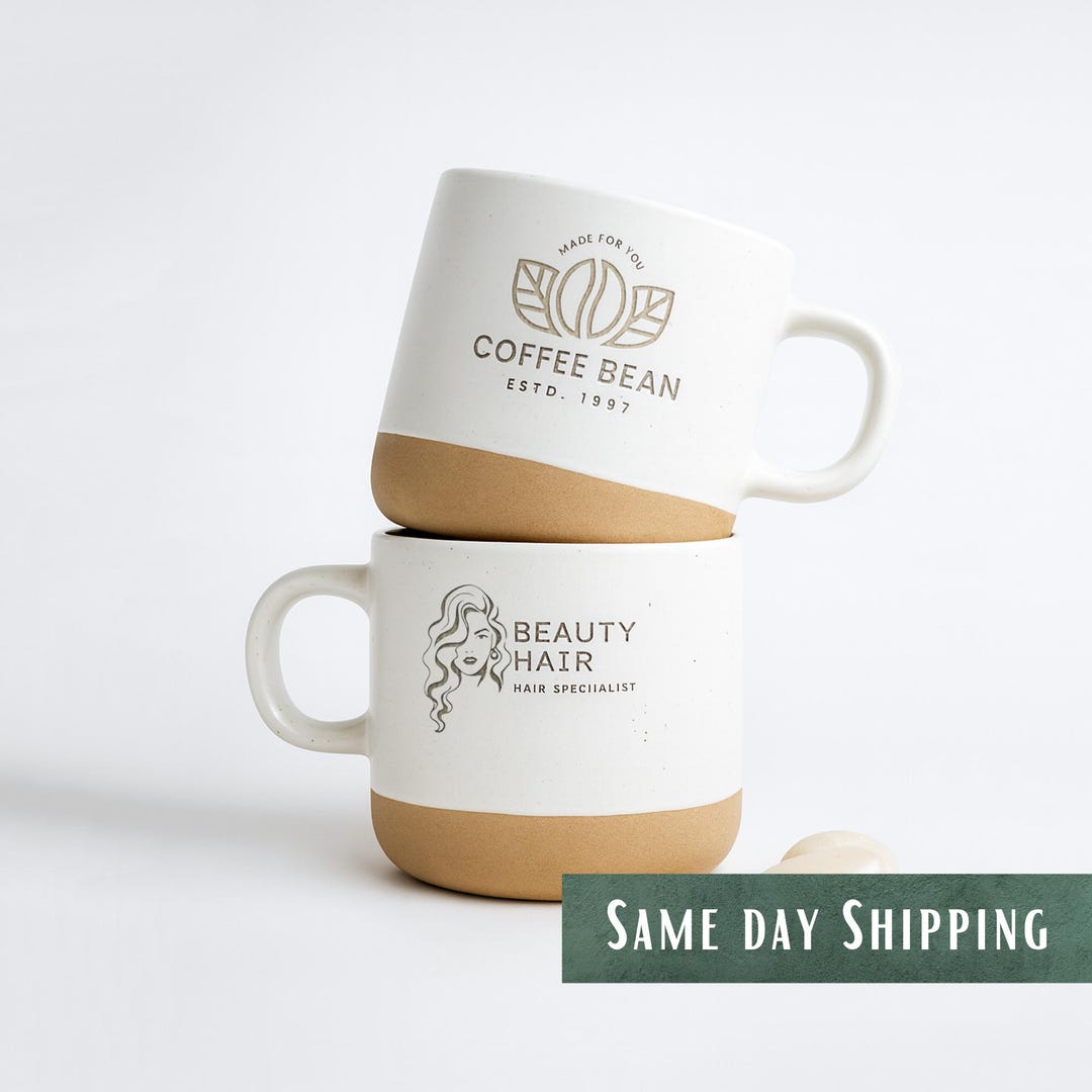 Logo Engraved Ceramic Mug, Custom Coffee Mug, 12 FL OZ Custom Mug Gift ...