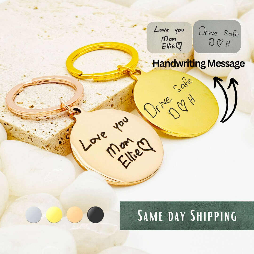 Actual Handwriting Round Keychain - Custom Keychain - Personalized ...