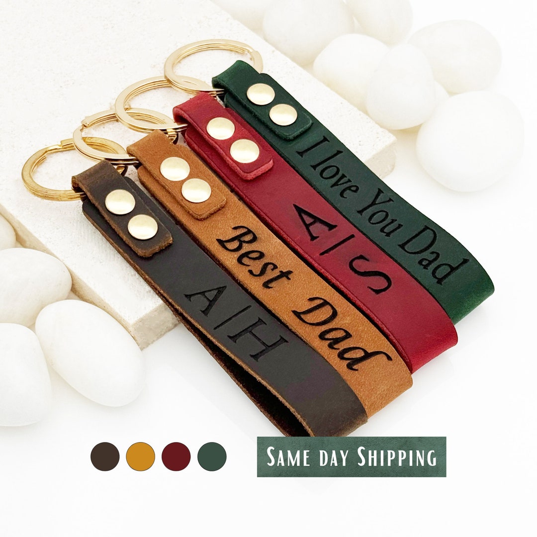 Personalized Leather Keychain • Custom Laser Engraved Gift - Etsy