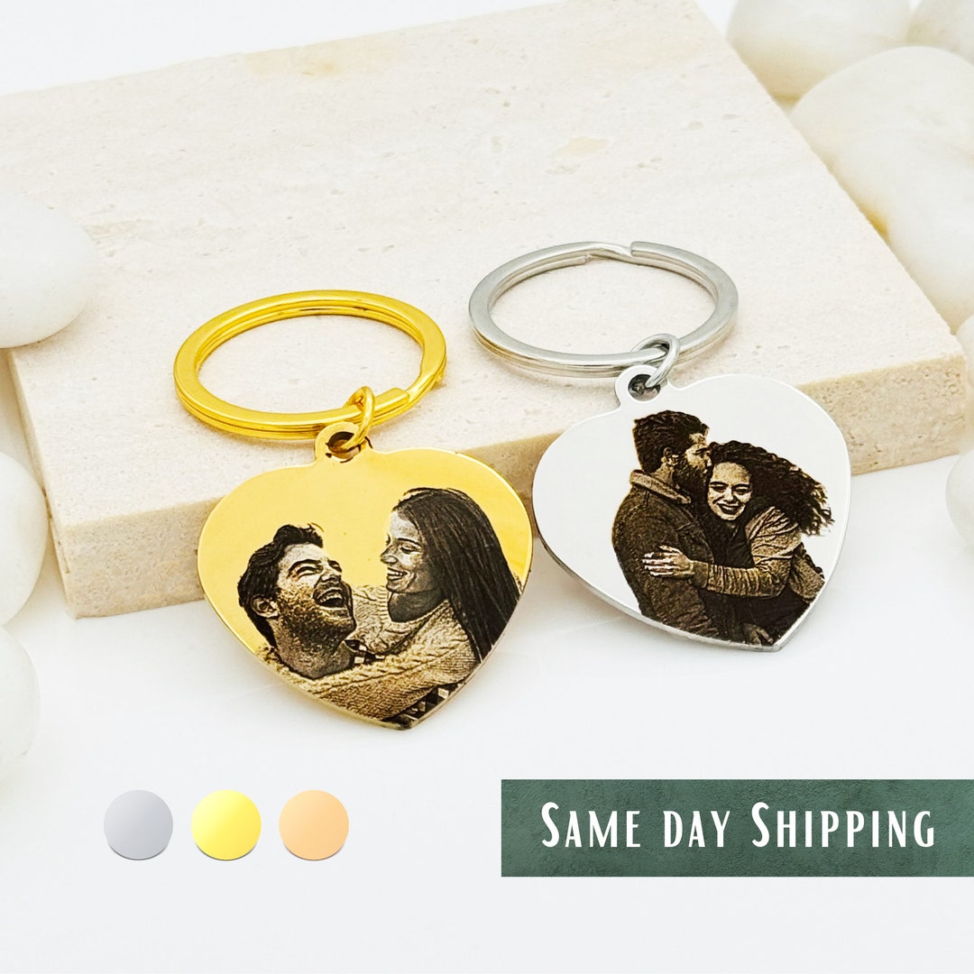 Heart Picture Keychains, Custom Keychains, Family Picture Engraving ...