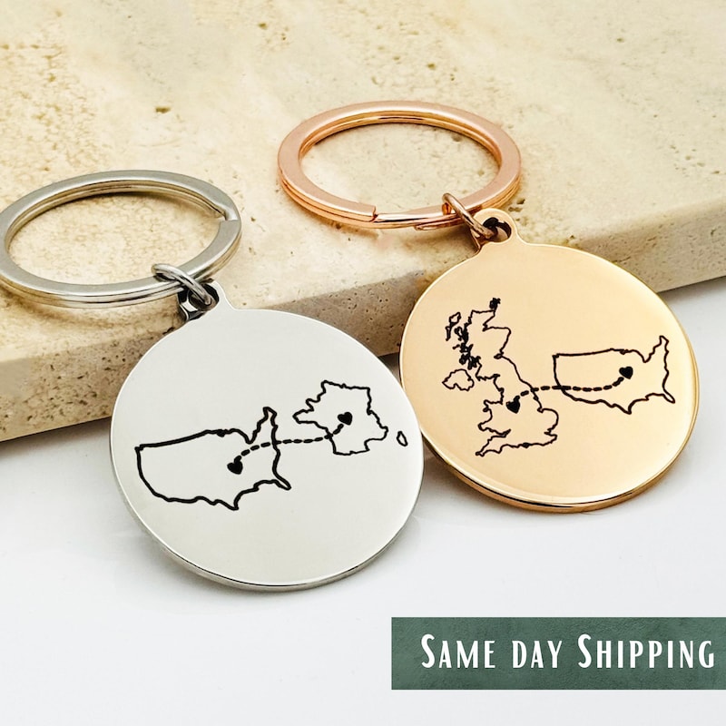 Distance Map Keychain - Etsy