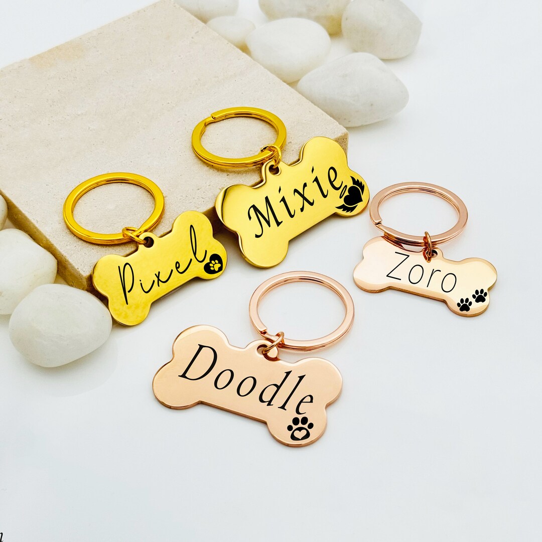Personalized Bone Dog ID Tag – Custom Handwriting Engraved, Stainless ...