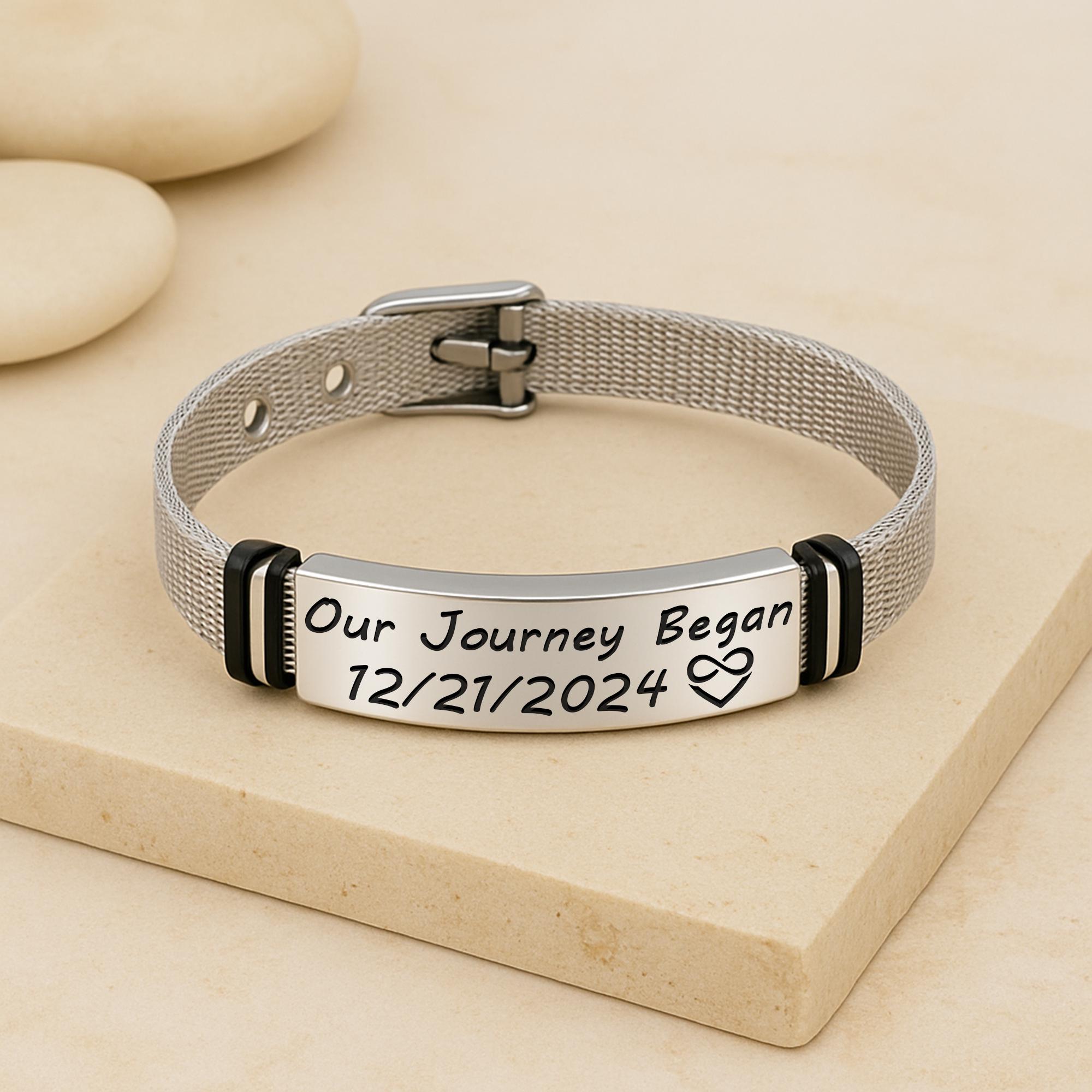 Custom Engraved Bracelet • Unisex Personalized Jewelry • Mesh Custom ...