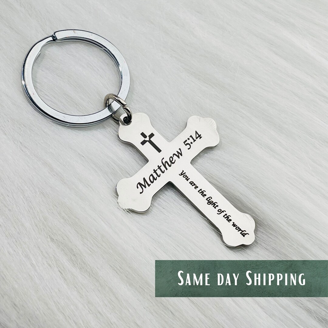 Personalized Cross Key Chain Custom Cross Key Chain Gift - Etsy