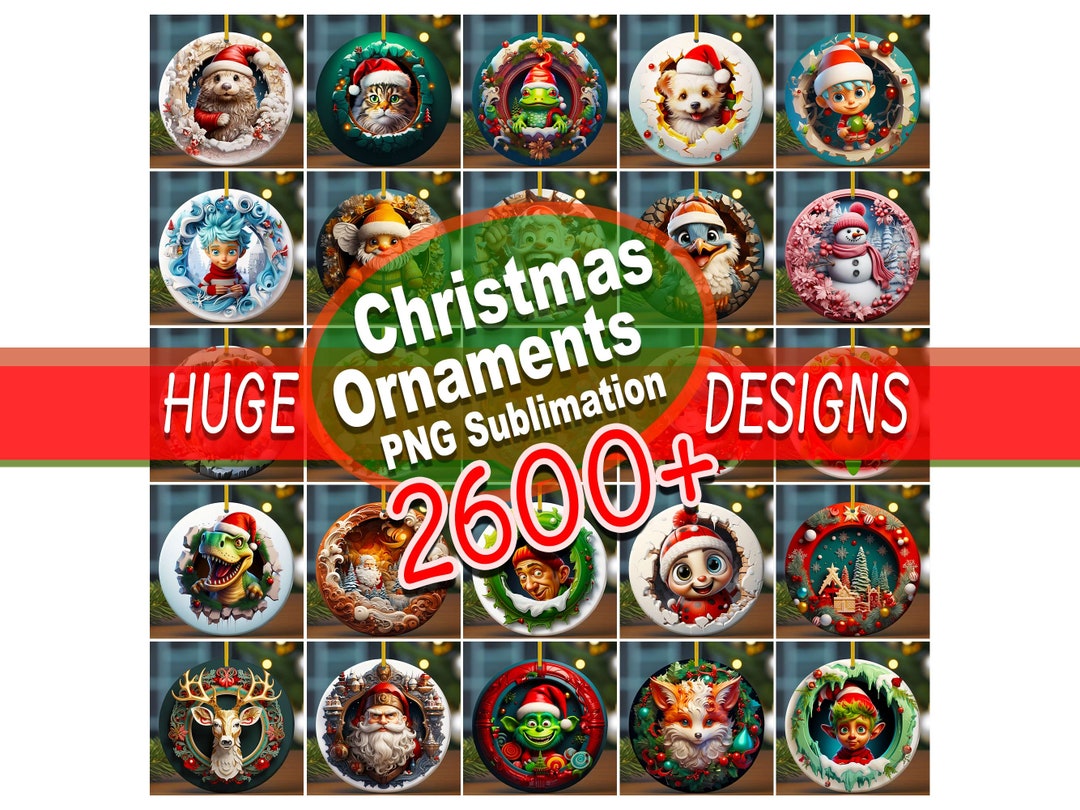 2600+ 3D Christmas Tree Round Ornament Sublimation PNG Bundle, Digital ...