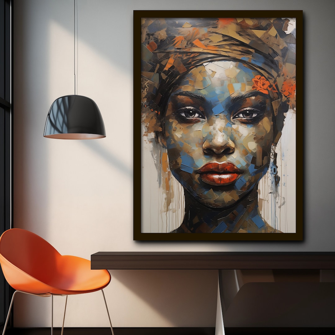 Abstract African Woman Oil Painting Mosaic, Wall Art Print, Decor ...