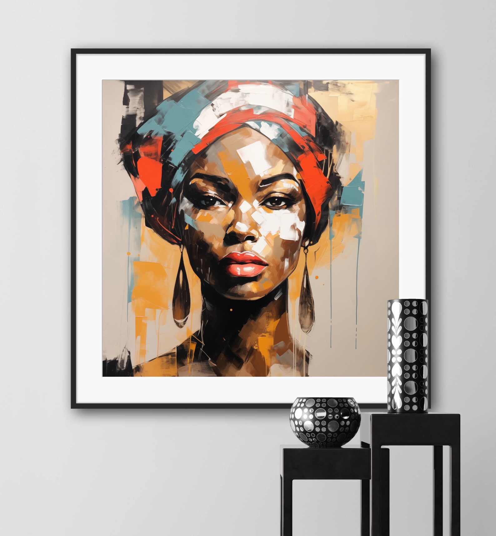Graceful Essence: African Lady Portrait - Wall Art Print, Cultural ...