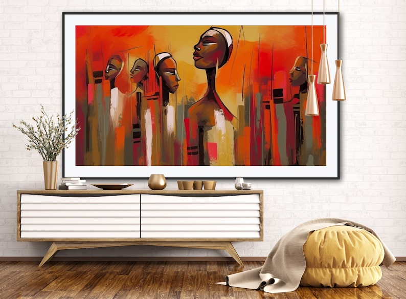 Maasai Warriors Abstract Painting: African Cultural Wall Art (digital ...