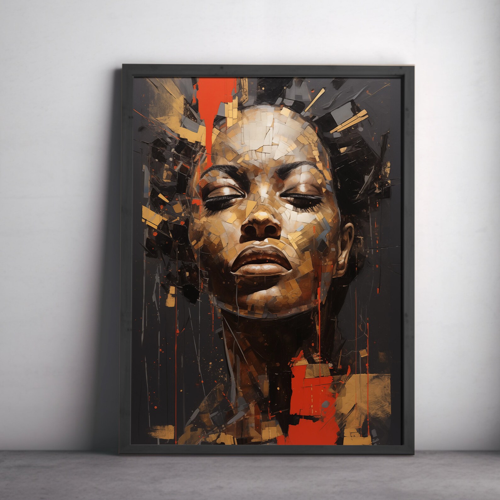 Abstract African Woman Oil Painting Mosaic, Wall Art Print, Decor ...
