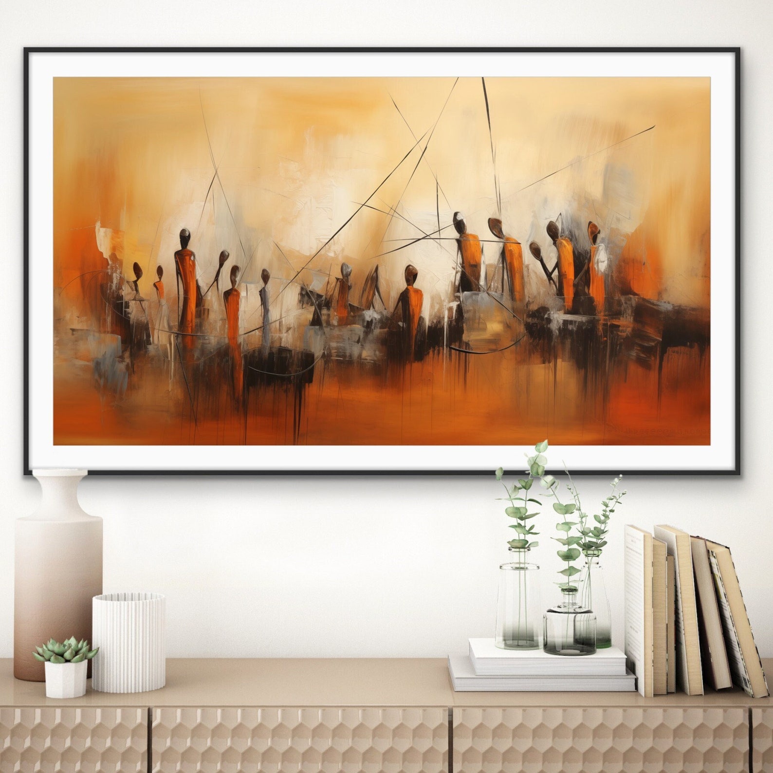 African Tribe Abstract Oil Painting, Wall Art Print, Decor, Modern ...