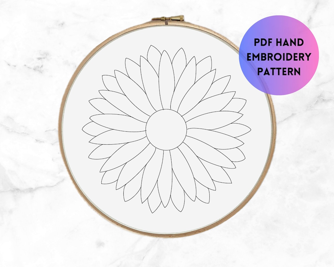 Beginner Floral Embroidery PDF Pattern - Flower Daisy Design Template ...