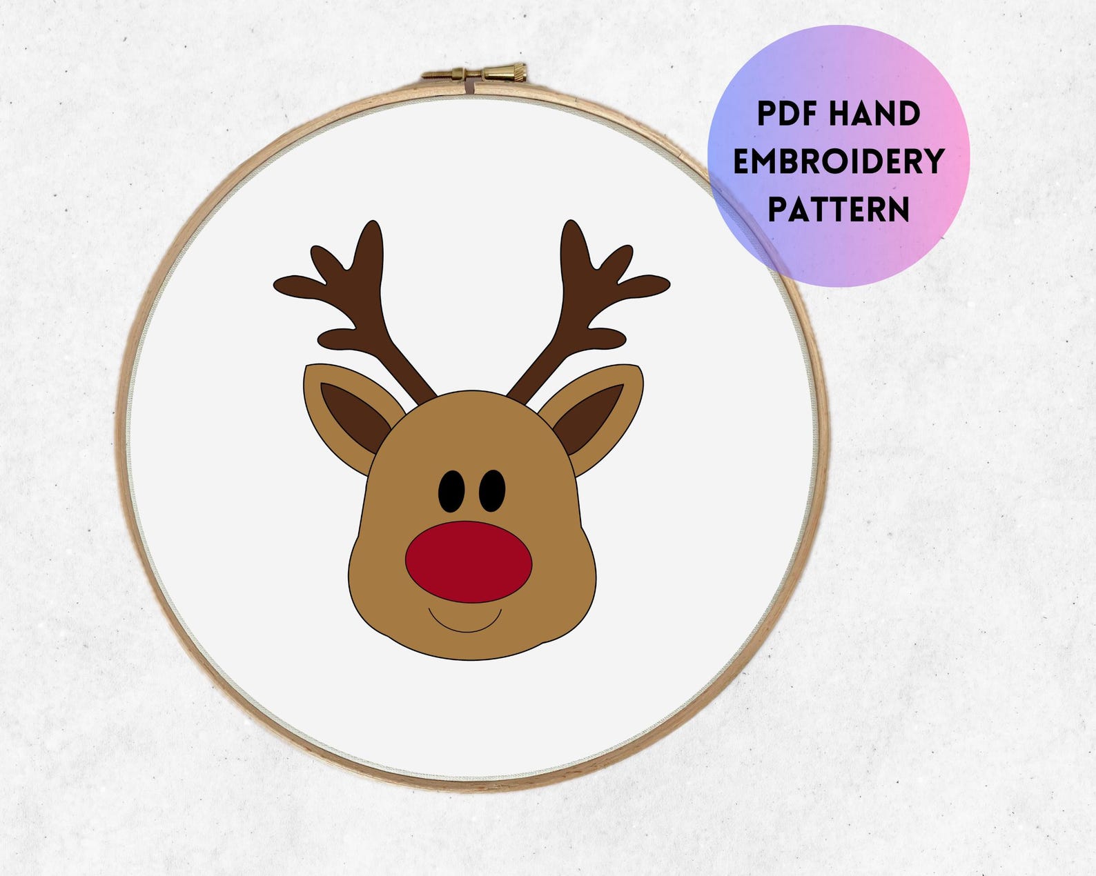 Reindeer Embroidery PDF Pattern - Christmas Design Template - Etsy