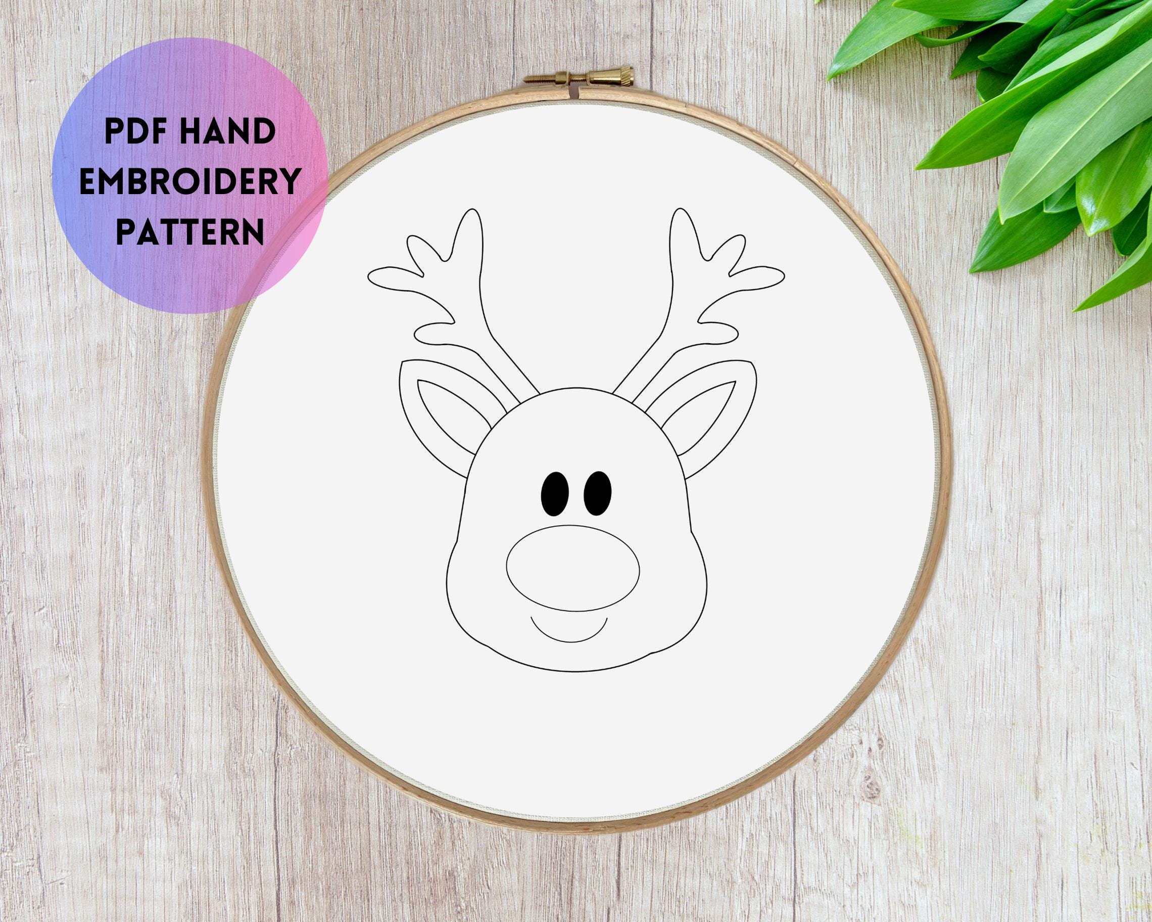 Reindeer Embroidery PDF Pattern - Christmas Design Template - Etsy