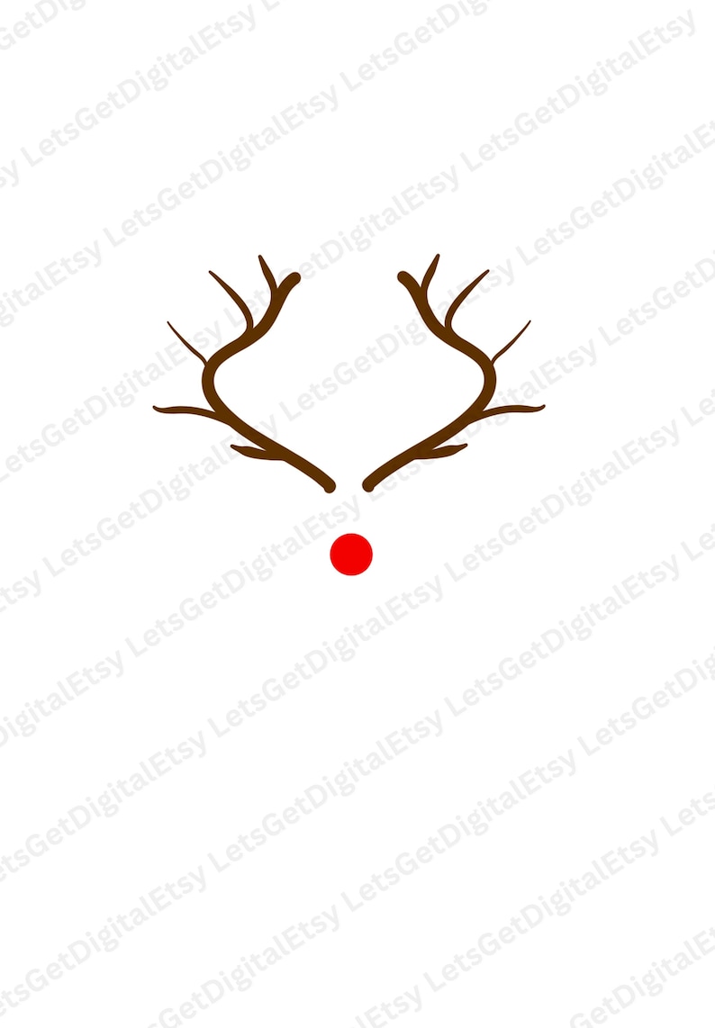 Rudolph's Red-nosed Reindeer Antlers Digital Art - Christmas JPG, SVG ...