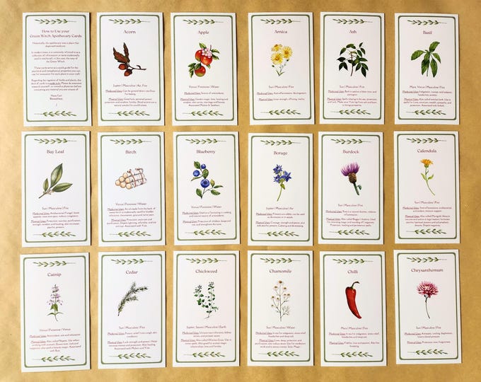Green Witch Apothecary Cards - Flash Reference Cards, Custom Gifts ...