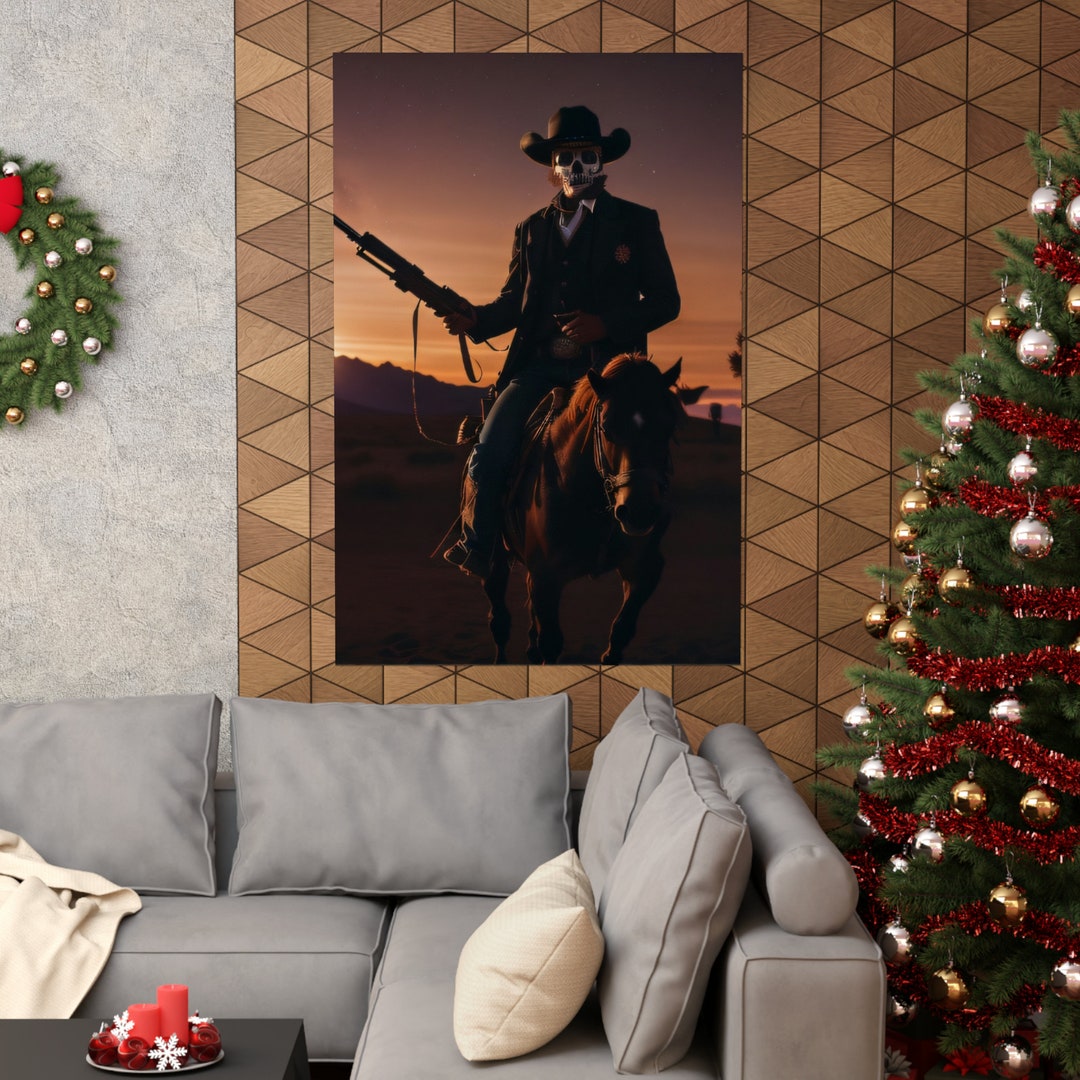 Skeleton Cowboy Saloon Standoff Halloween Wall Poster - Etsy