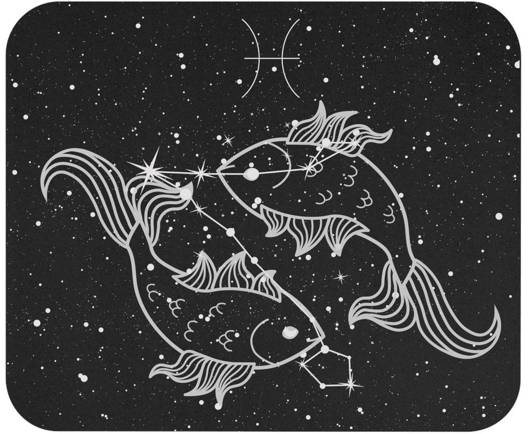 Pisces Fish Black Rectangle Zodiac Star Constellation Mousepad. Fish ...