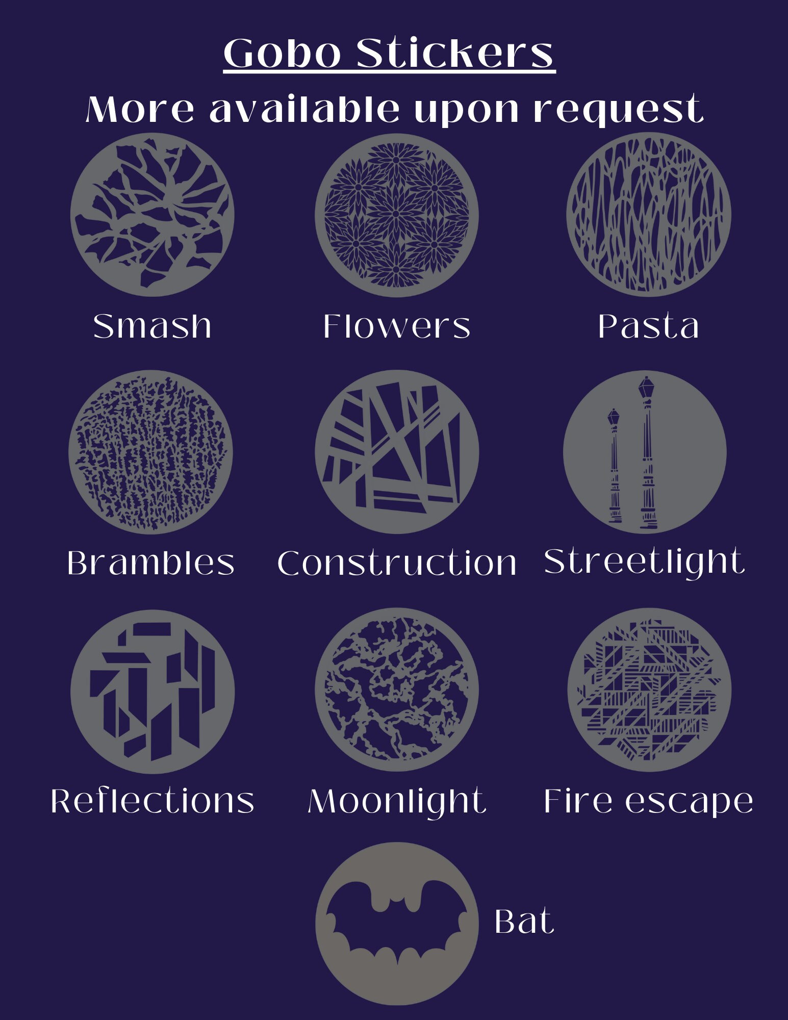 Gobo Stickers - Lighting Design - Semi Transparent - Theatre - Musicals ...