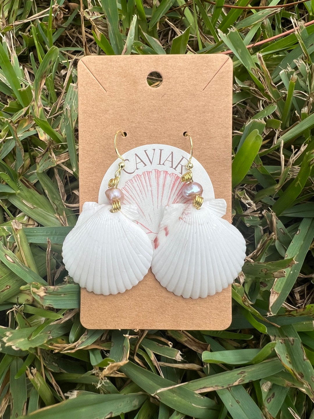 Real Seashell Earring, Large Shell Earring, Scallop Shell Earrings ...