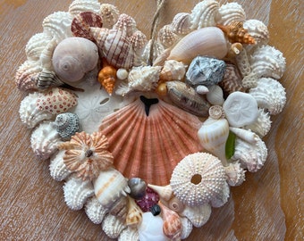 Beach Sea SHELLS HEART Wall Hanging MOSAIC Art for Shelf Coastal Charm ...