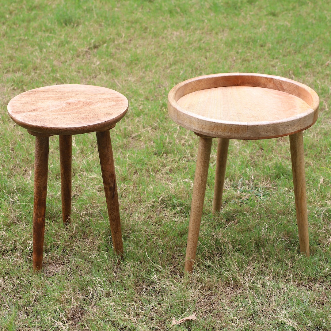 Wooden Side Stool, Side Table, Three-legged, Tripod Stool, Multipurpose ...