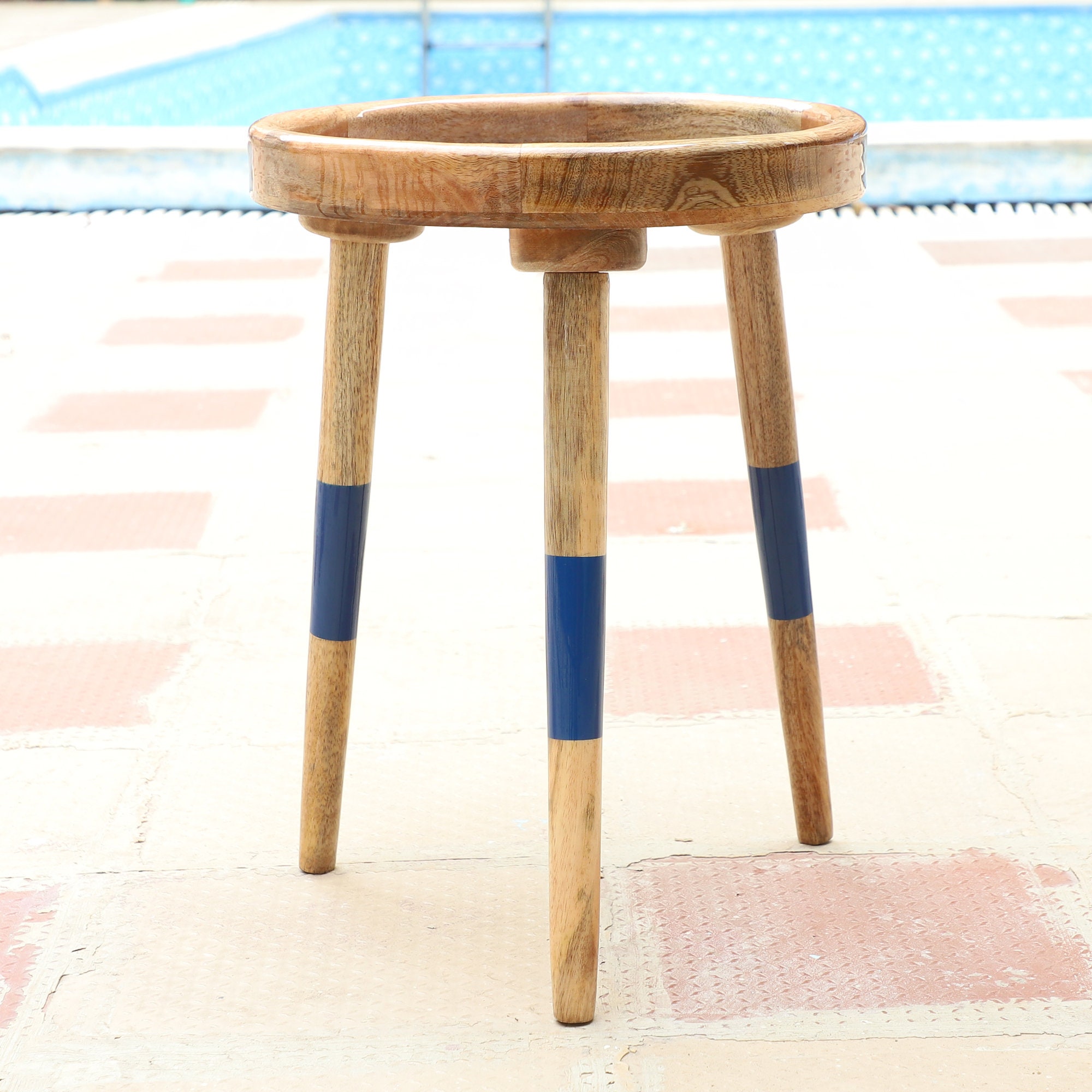 Wooden Side Stool, Three-legged Side Table, Tripod Stool, (multipurpose ...