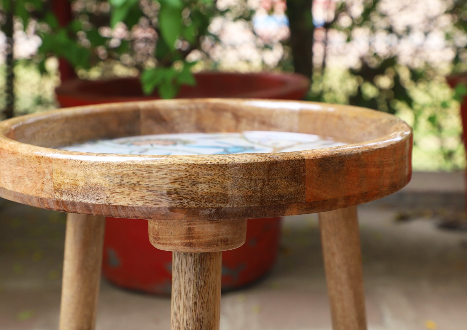 Wooden Side Stool, Three-legged Side Table, Tripod Stool, (multipurpose ...