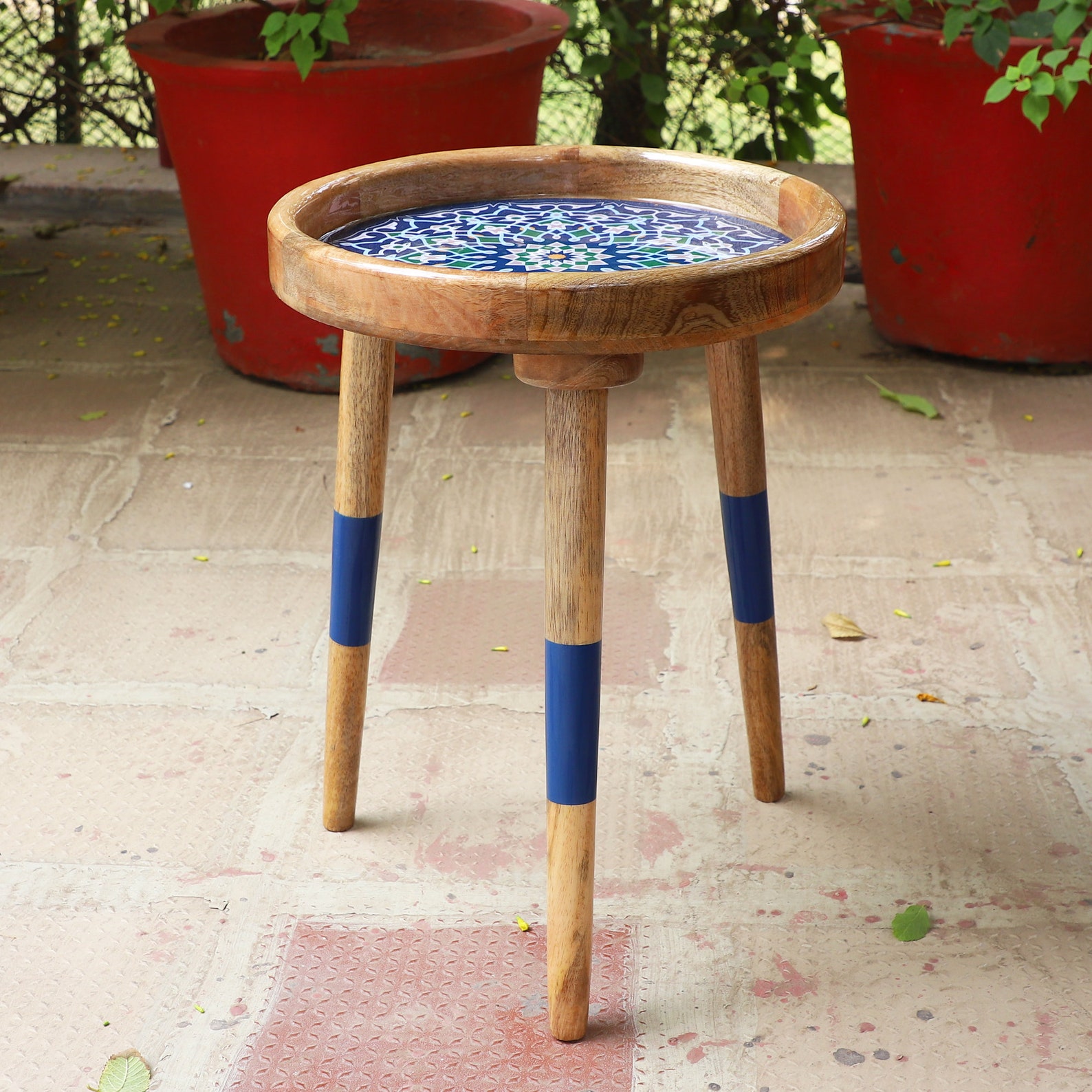 Wooden Side Stool, Three-legged Side Table, Tripod Stool, (multipurpose ...