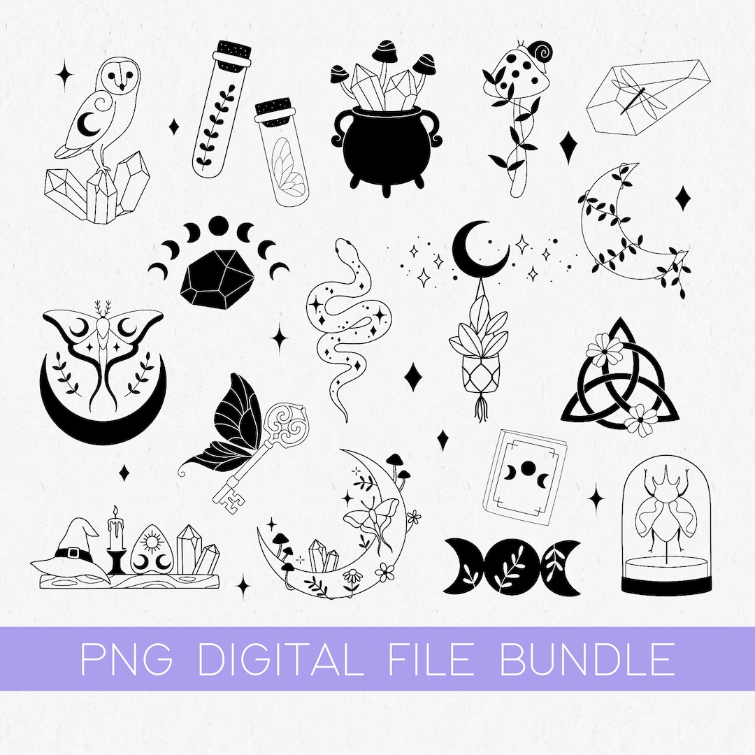 Little Witchy PNG Bundle, Witch Png Files, Magic Clipart Bundle, Cute ...