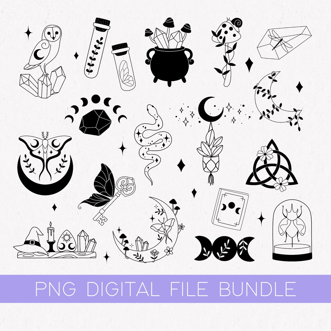 Little Witchy PNG Bundle, Witch Png Files, Magic Clipart Bundle, Cute ...