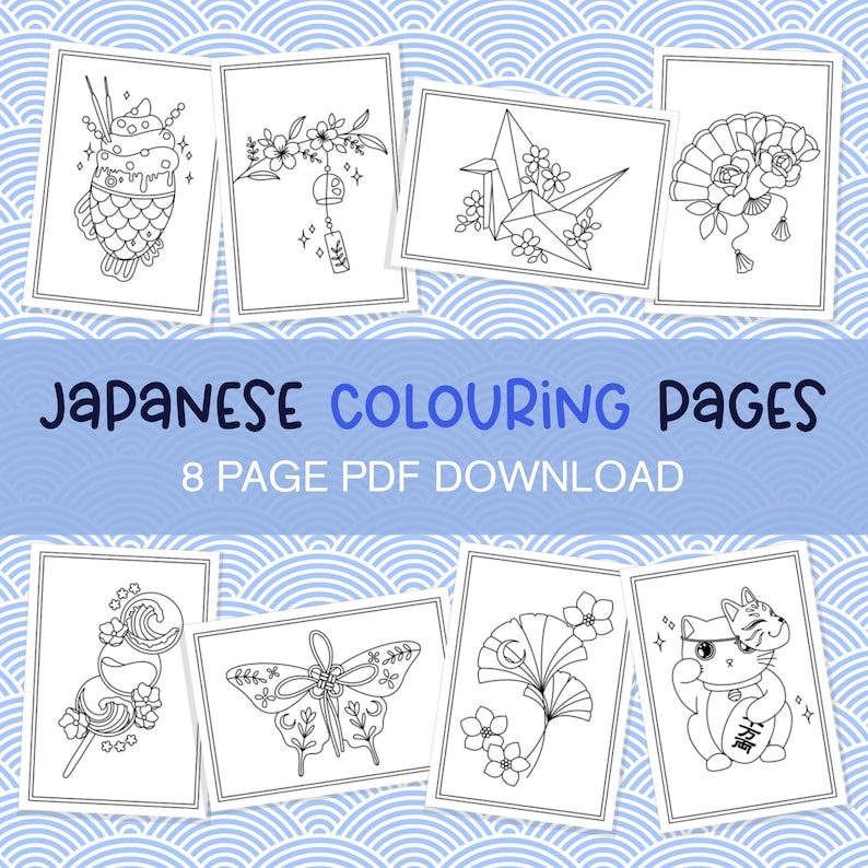Japan Colouring Page Bundle, Fun Coloring Pages, Japanese Coloring in ...