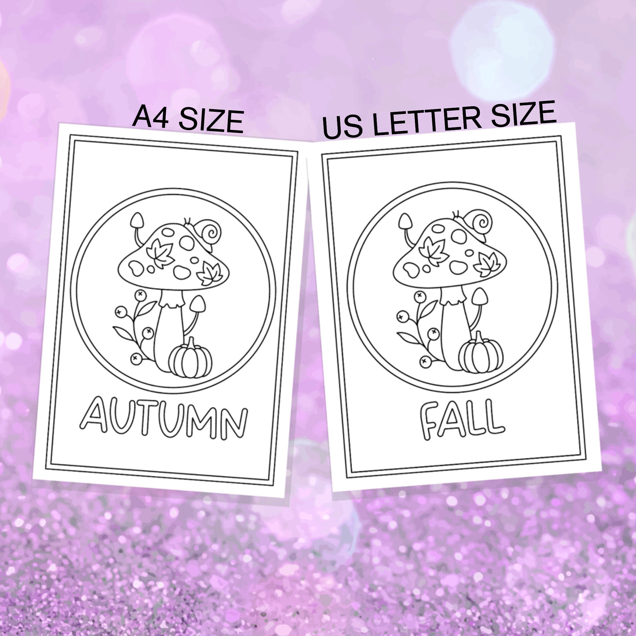 Mushroom Seasons Colouring Page Bundle, Cute Coloring Page Seasonal ...