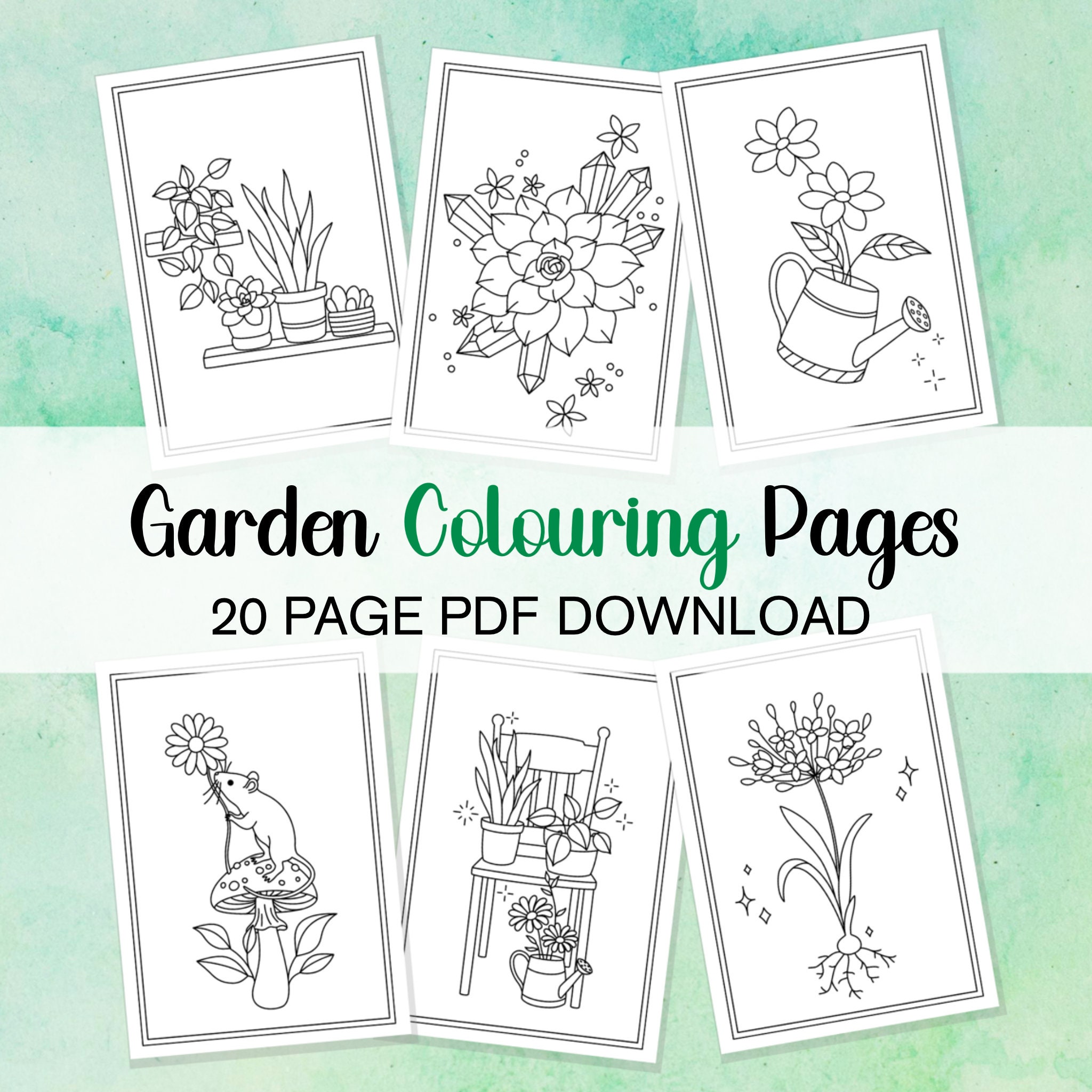 Garden Colouring Page Bundle, Plants Coloring Pages, Gardening Coloring ...