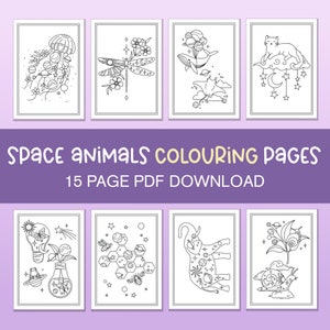 Space Animals Colouring Page Bundle, Cosmic Coloring Pages, Animals ...