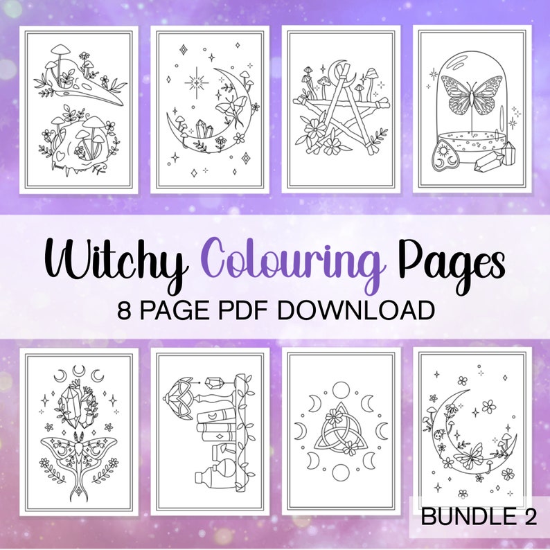 Witchy Colouring Page Bundle 2, Magic Coloring Pages, Witch Coloring in ...