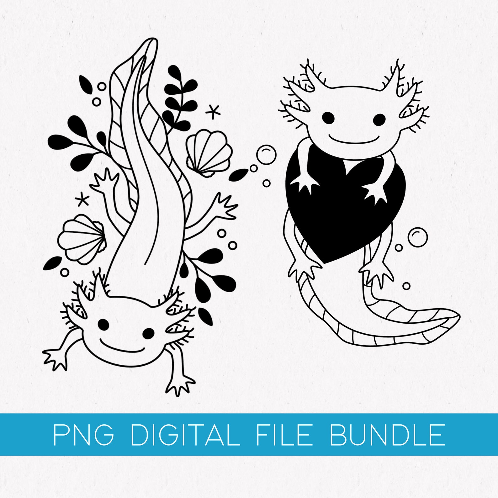 Axolotl PNG Files, Cute Animal Png Files, Axolotl Clipart Bundle, Cute ...