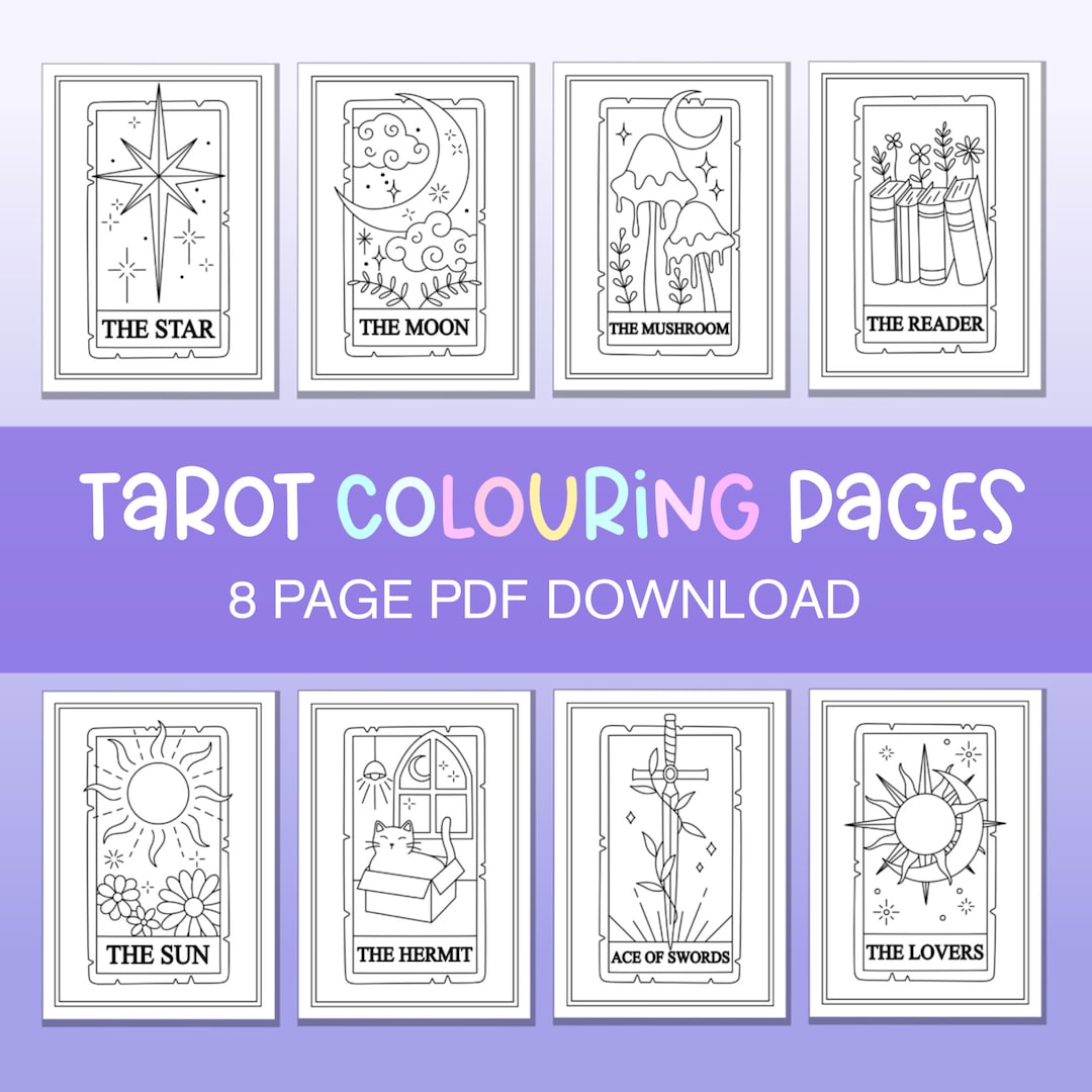 Tarot Colouring Page Bundle, Fun Coloring Pages, Coloring in Bundle ...
