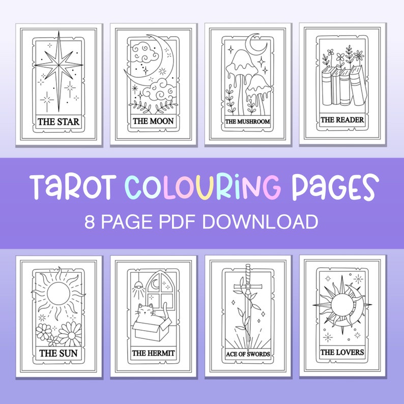 Tarot Colouring Page Bundle, Fun Coloring Pages, Coloring in Bundle ...