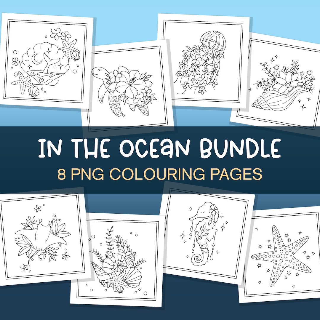 In the Ocean Colouring Page Bundle, Sea Coloring Pages, Beach Coloring ...