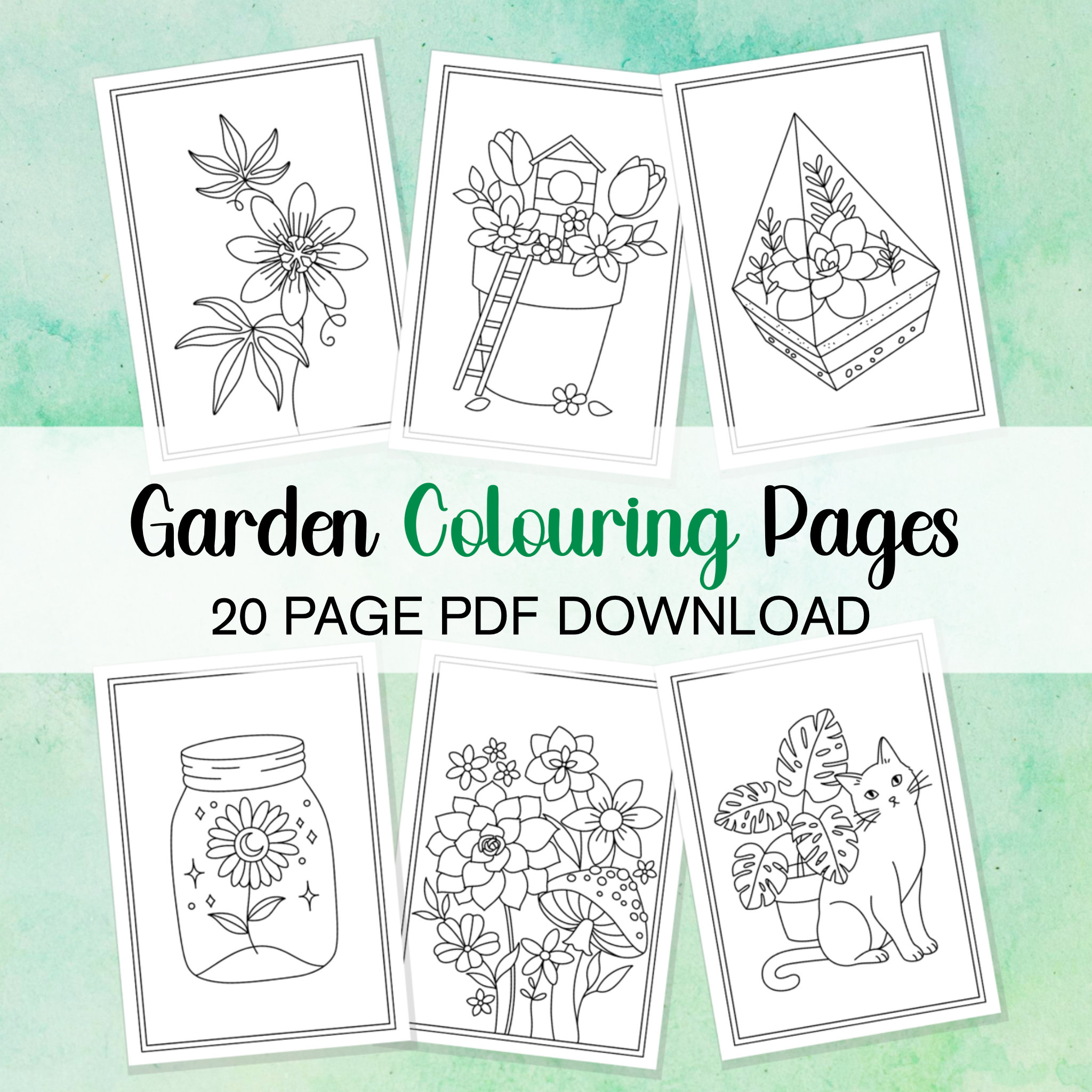 Garden Colouring Page Bundle, Plants Coloring Pages, Gardening Coloring ...