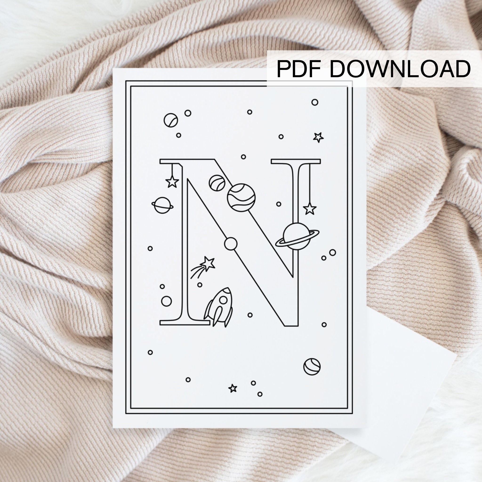 Space Alphabet Colouring Page Bundle, Galaxy Kids Coloring Pages 26 ...