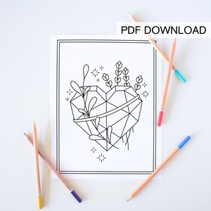 Crystals Colouring Page Bundle, Witchy Coloring Page, Whimsical Bundle ...