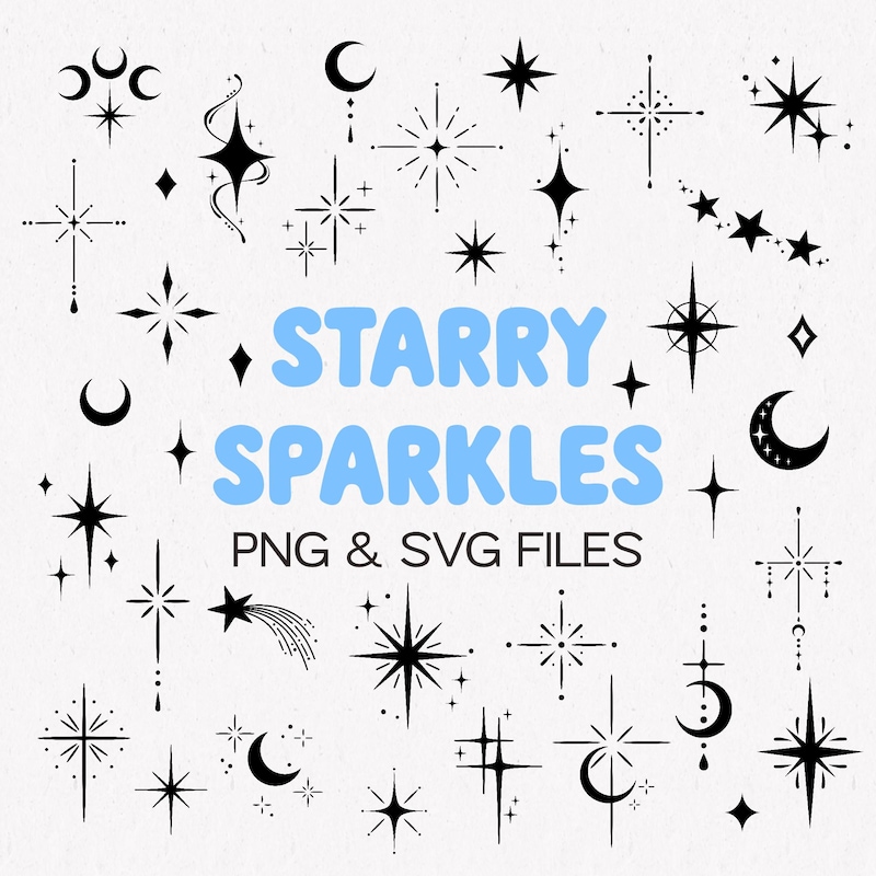 Moon Stars Line Art Svg - Etsy UK