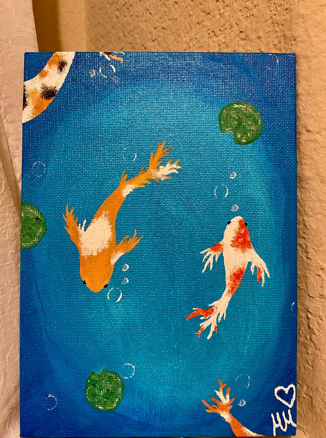 Mini Coy Fish Pond Painting - Etsy