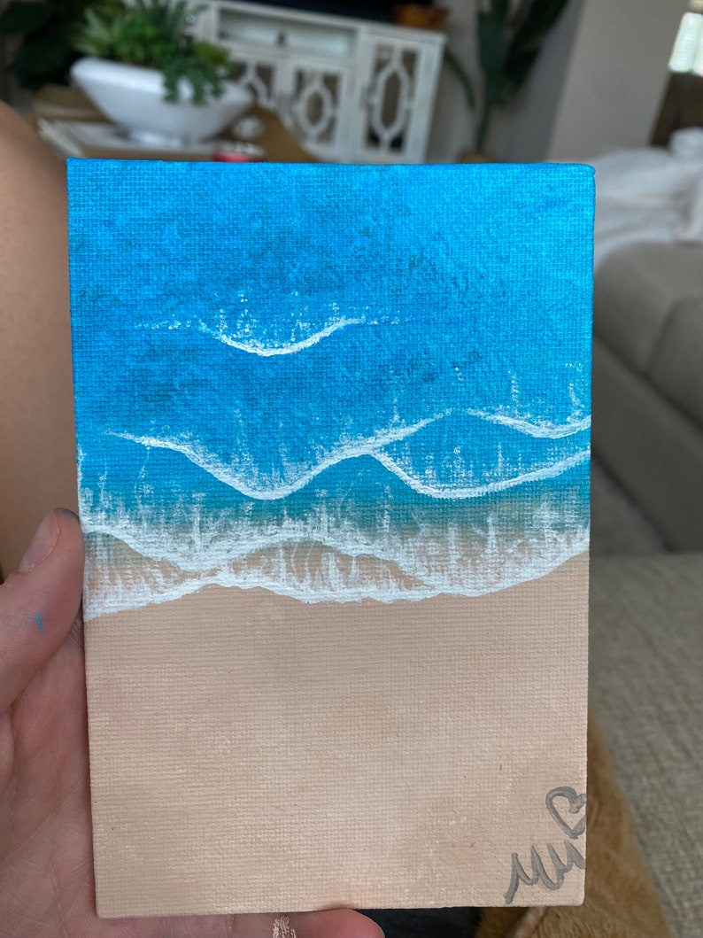 Mini Simple Scenic Mini Beach Painting - Etsy