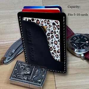 Custom Leather Credit Card Holder - Slim Bifold Wallet - Personalized ...