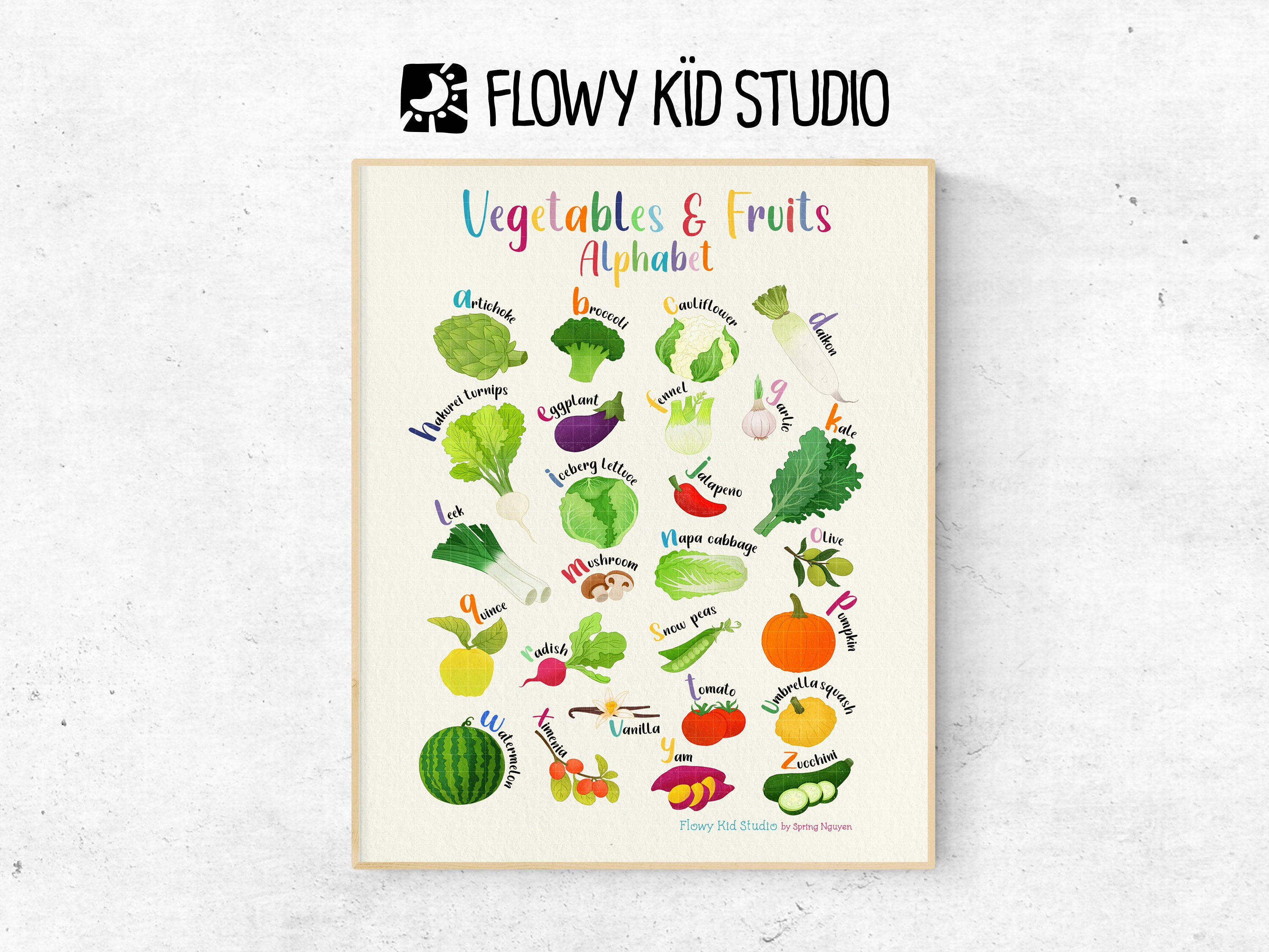 Vegetables and Fruits Alphabet Poster, Educational Print, Instant ...