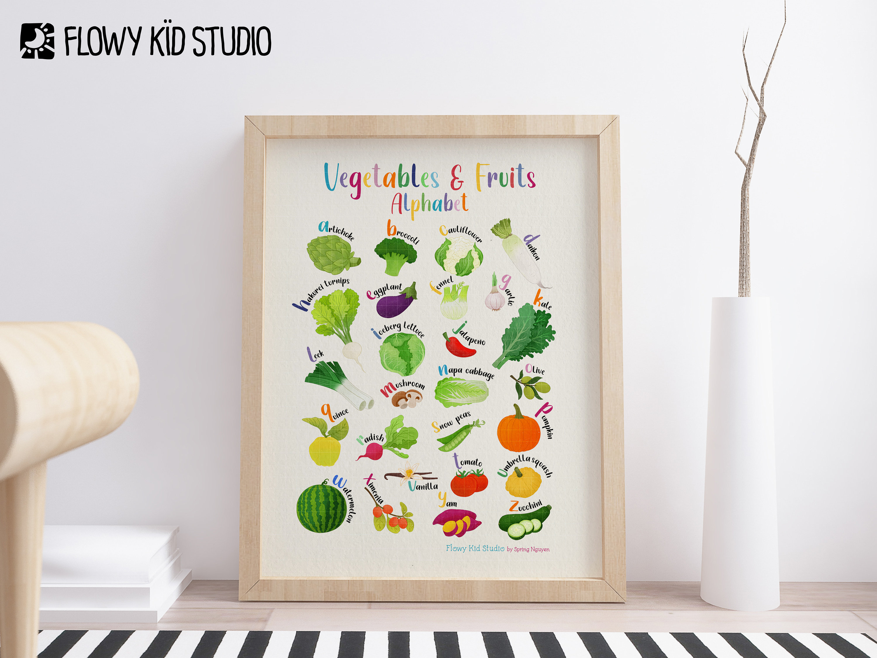 Vegetables and Fruits Alphabet Poster, Educational Print, Instant ...